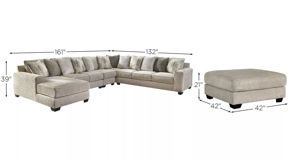 Ardsley 5 Piece Sectional with Chaise | Marlo Furniture