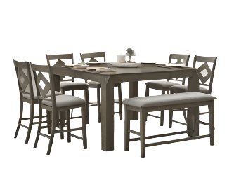 Aria Pub Set with 6 Chairs and Bench | Marlo Furniture