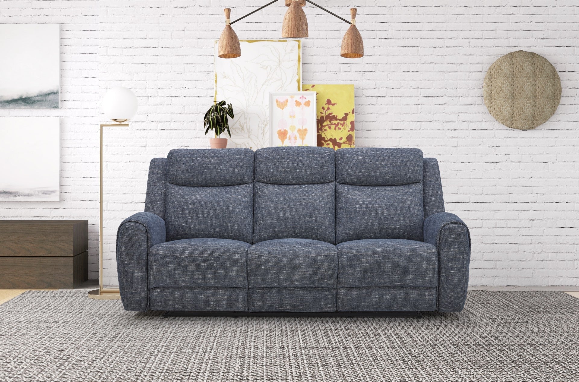 Denim Power Reclining Sofa with Power Headrest | Marlo Furniture